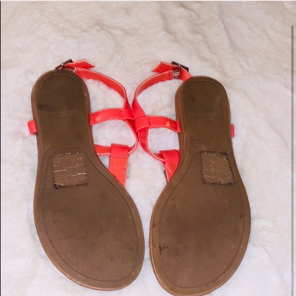 Shoes | Neon Orange Diamon Thong Sandals | Poshmark